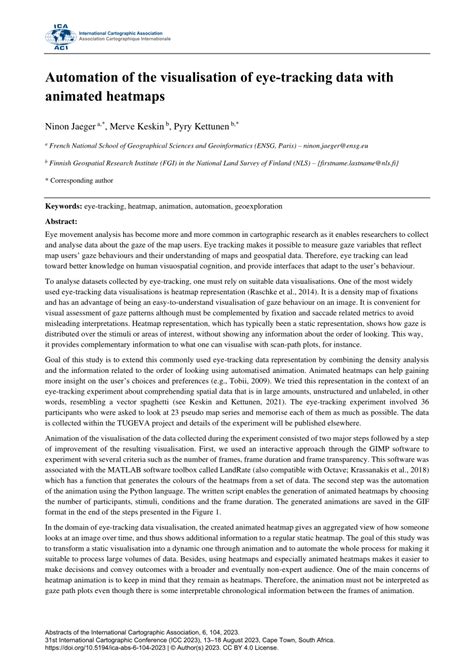 Pdf Automation Of The Visualisation Of Eye Tracking Data With Animated Heatmaps