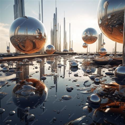 A Reflection Of A City In A Puddle Premium Ai Generated Image