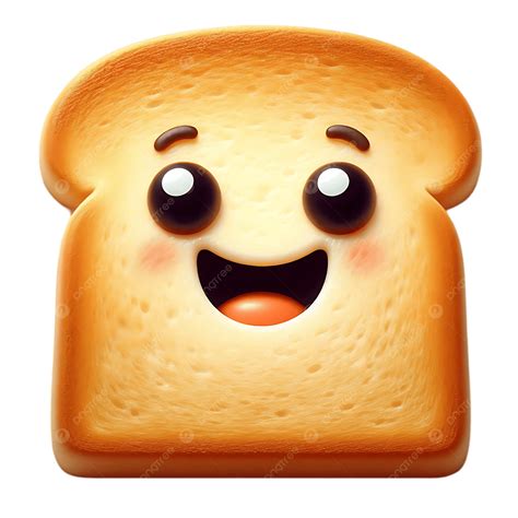 A Cute Smiling Slice Of Bread With Large Expressive Eyes And Blushing Cheeks Conveying Cheerful