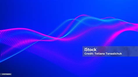 미래 지향적인 도트 웨이브 추상 디지털 입자 파동 기술 배경 컬러 뮤지컬 웨이브입니다 어두운 배경입니다 매끄럽고 물결 모양의 곡선이 있는 디지털 배경입니다 3d 렌더링 0