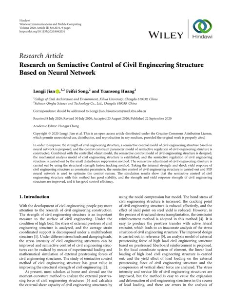 Pdf Research On Semiactive Control Of Civil Engineering Structure Based On Neural Network