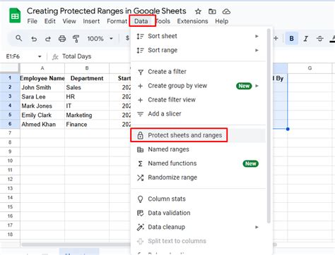 Creating Protected Ranges In Google Sheets