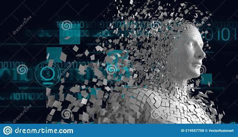 Composition Of Exploding Human Bust Formed With White Particles