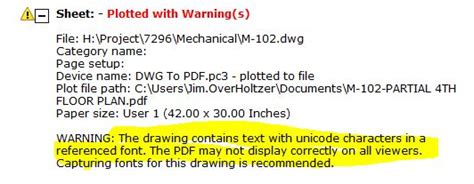 Plot Warning The Drawing Contains Text With Unicode Characters Autodesk Community
