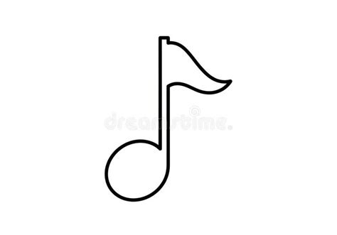 Musical Note Symbol Illustration In Black Outline On A White Background