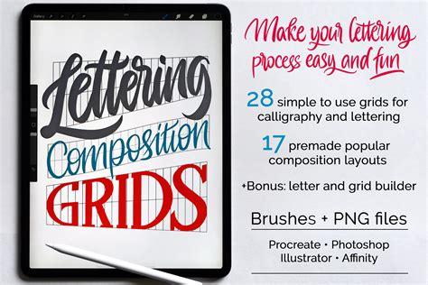 Lettering Grid Layout Procreate Pack Masterbundles