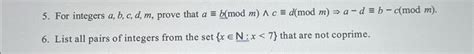 solved 5 for integers a b c d m prove that