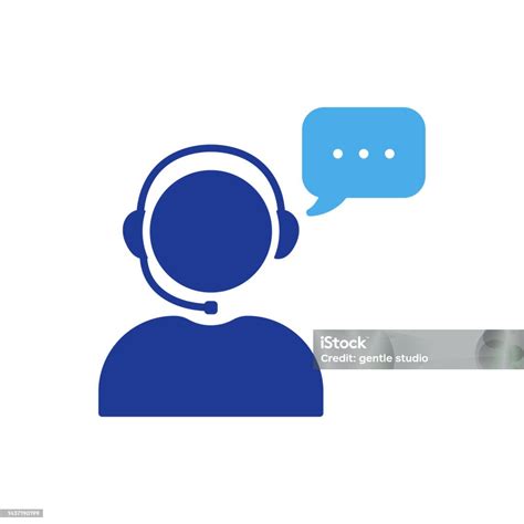 지원 고객 서비스 실루엣 아이콘입니다 헤드셋 컬러 픽토그램의 온라인 콜 센터 상담원 말풍선 아이콘이 있는 헤드폰의 핫라인 도우미 고립된 벡터 그림 말하기에 대한 스톡 벡터