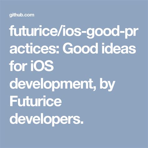 Ios Development Best Practices