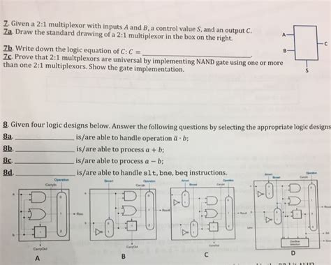Solved Z Given A 21 Multiplexor With Inputs A And B A