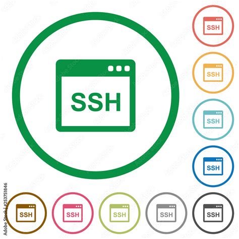 SSH Client Application Flat Icons With Outlines Stock Vector Adobe Stock
