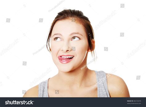 Portrait Teen Girl Licking Her Lips Foto Stok 86318470 Shutterstock