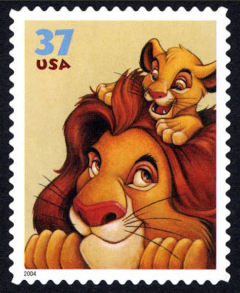 Vintage 2004 Lion King Mufasa And Simba 37c Stamp Disney Friendship 37 Cent Stamp Etsy