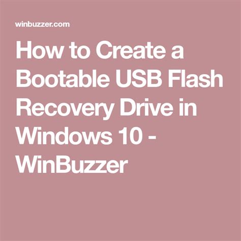 How To Create A Bootable Usb Flash Recovery Drive In Windows 10