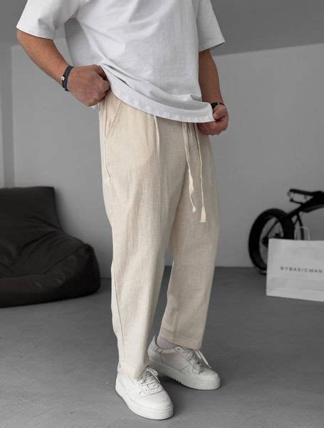 Купити Чоловічі лляні штани МОМ бежеві Jj181 3 в інтернет магазині Sectorx