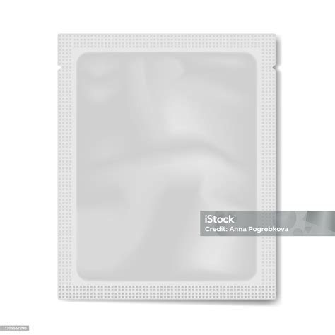 빈 흰색 직사각형 봉지 패킷 벡터 모형 화장품 의료 또는 식품용 개별 비닐 포장백 디자인용 템플릿입니다 제품용기에 대한 스톡