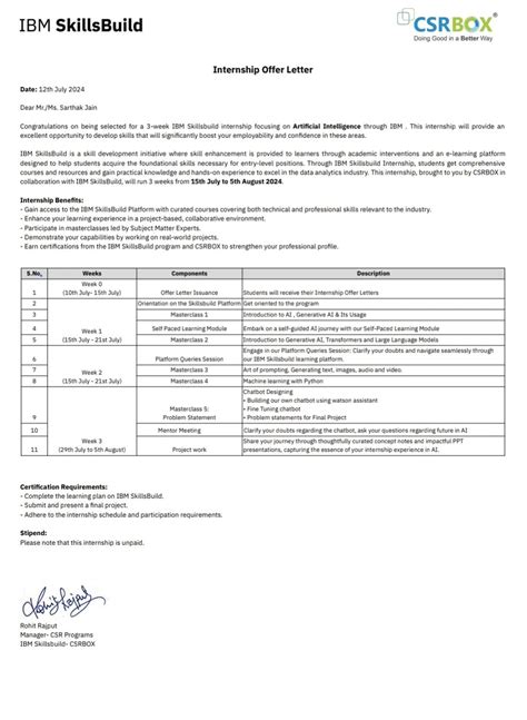 Sarthak Jain On Linkedin Internship Ibm Csrbox Skillsbuild Artificialintelligence Ai