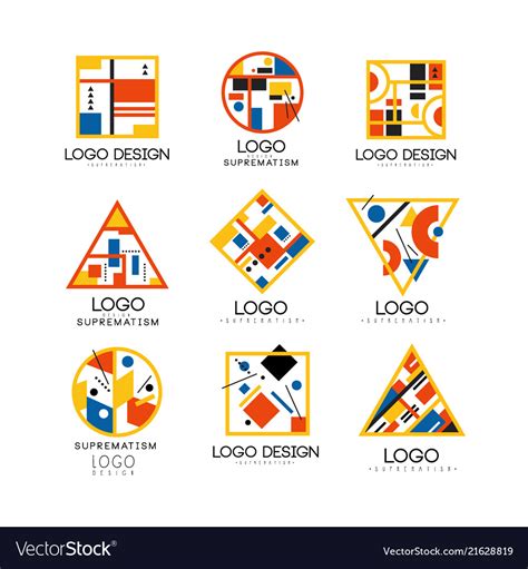 Suprematism Logo Design Set Abstract Creative Vector Image