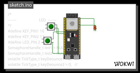 两个按键分别控制小灯开关 Wokwi Esp32 Stm32 Arduino Simulator