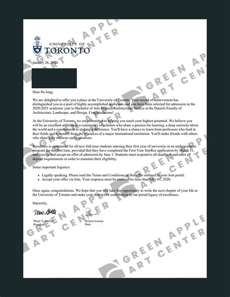 Acceptance Letters2020 — Green Apple Art Center