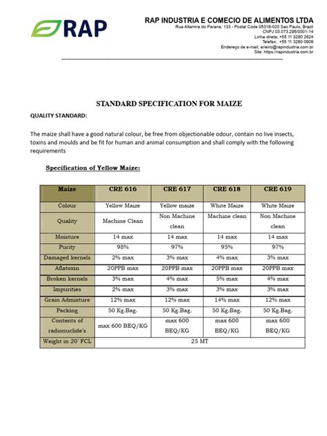 Yellow Corn For Annimal Feed Specification Download Free Pdf Maize Cereals