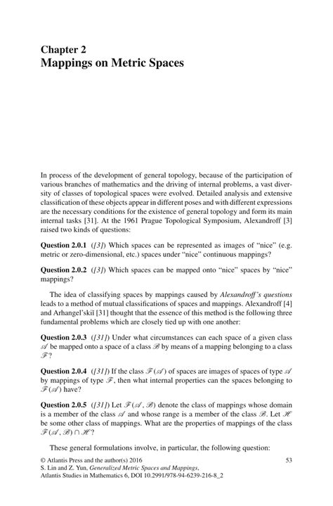 Pdf Mappings On Metric Spaces