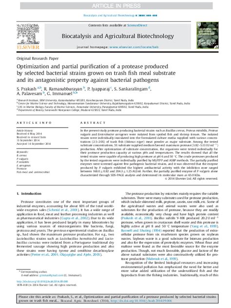 Pdf Optimization And Partial Purification Of Protease Produced By Selected Bacterial Strains