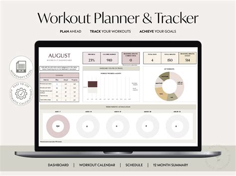 Workout Tracker Excel Spreadsheet Workout Planner Monthly Workout