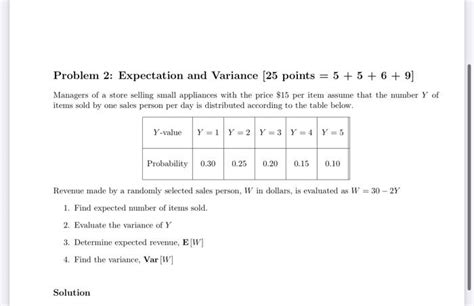 Solved Problem 2 Expectation And Variance [25 Points