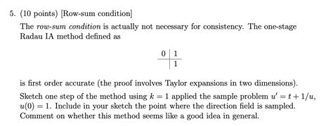 Points Row Sum Condition The Row Sum Chegg Com