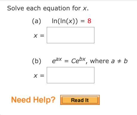 Solved Solve Each Equation For Chegg Com