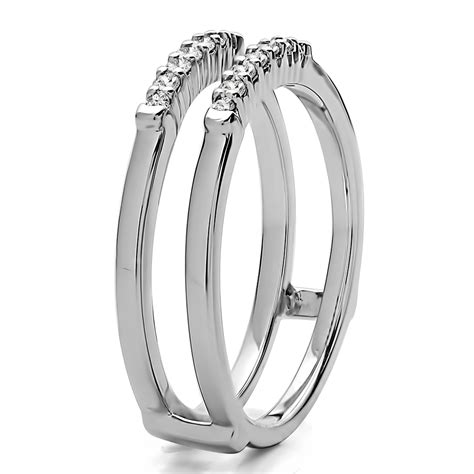 0175 Ct Sapphire And Diamond Raised Shared Prong Ring Guard