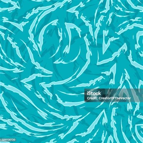 모서리와 곱슬 머리의 형태로 비정형 가장자리와 줄무늬의 청록색 벡터 원활한 패턴 바다의 흐름이나 물의 질감 0명에 대한 스톡 벡터 아트 및 기타 이미지 Istock