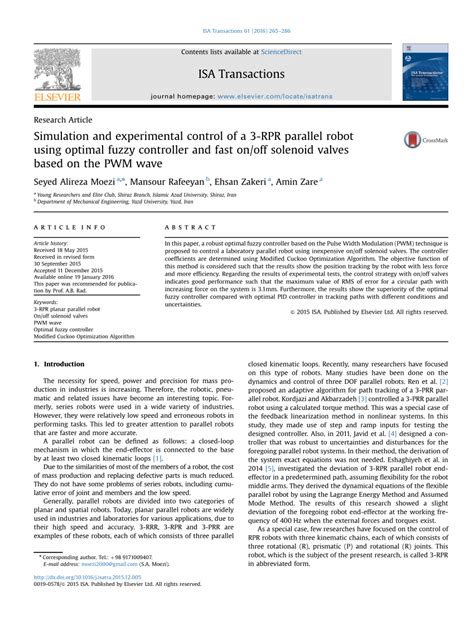 pdf simulation and experimental control of a 3 rpr parallel robot using optimal fuzzy