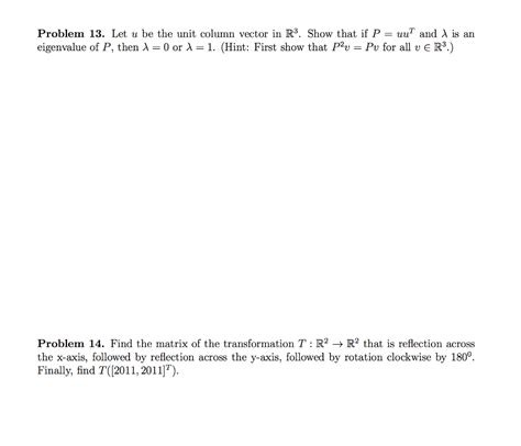 Solved Problem Let U Be The Unit Column Vector In R Chegg