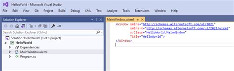 Hello World With Visual Studio AlterNET UI Documentation