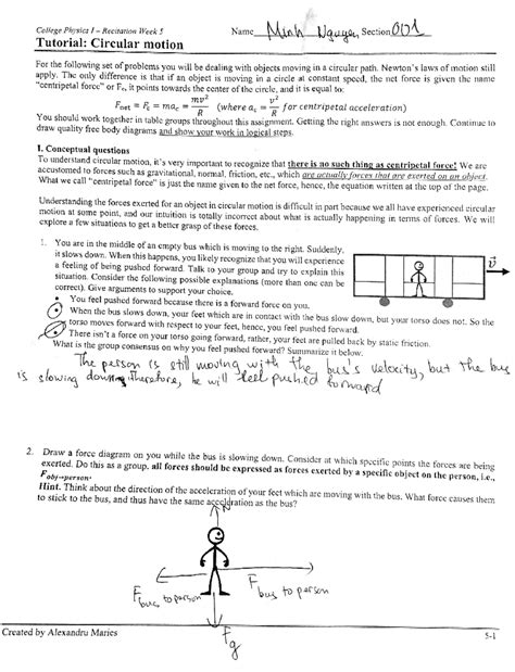Minh Nguyen Recitation Week 5 Sheets College Physics I Recitation Week 5 Name Njnly Nquyor