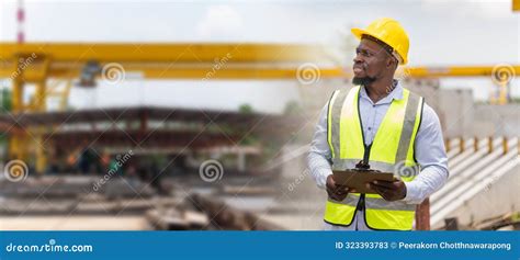 Engineer Man Checking Inventory In The Precast Concrete Factory Site Foreman Worker With