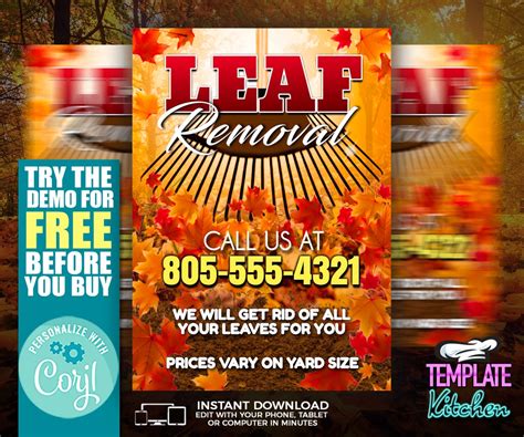 Leaf Removal And Clean Up Edit Online 5x7 Digital And Printable Do
