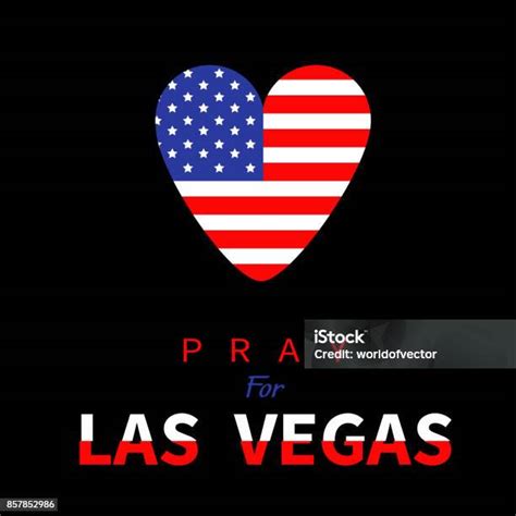 미국 국기 심장입니다 라스베가스 네바다 텍스트에 대 한 기도 10 월 1 일 2017 Lv에서 촬영 하는 테러 공격 질량의 피해자에 게 조 공 돕는 지원 개념 평면