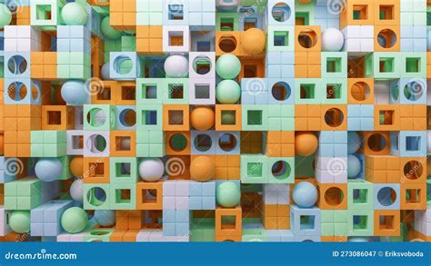 Wall From Abstract Three Dimensional Composition From Geometric Shapes