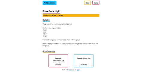 Airtable Events Starter Gridsome