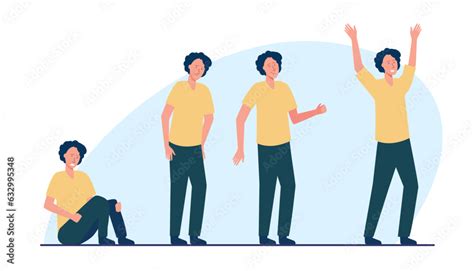 Journey From Negative To Positive Emotions Vector Illustration Sad Man