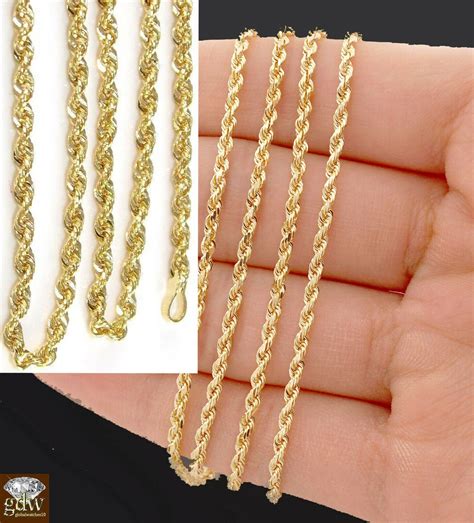 14k Gold Chain For Men Women Real Gold Necklace 25mm Rope 18 20 22