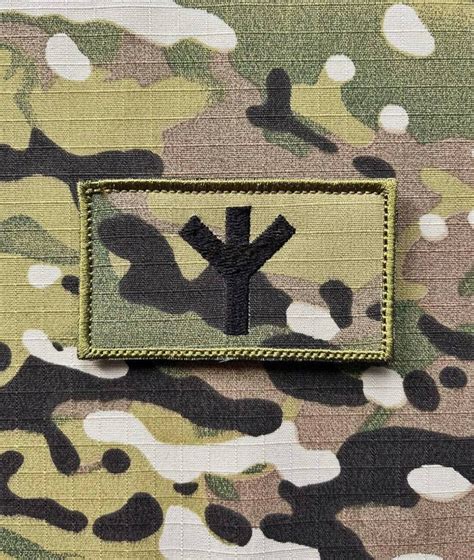 Patch Algiz Rune In Multicam Black Morale Badge With Velcro Fastener