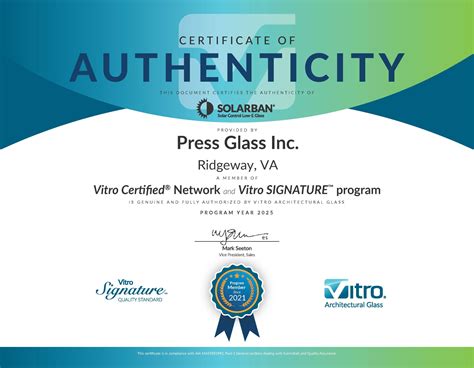 Set Of Certificates Press Glass Sa