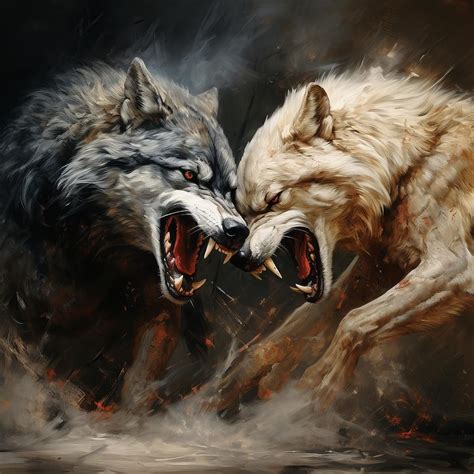 Two Wolves Fighting Digital Art By Daniel Moise Fine Art America