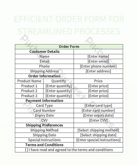Optimizing Order Forms To Enhance Operational Efficiency Excel Template Free Download Pikbest