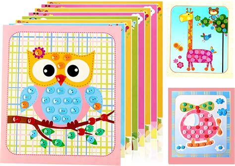 Ahua 12pcs دکمه چسبناک هنر موزاییک کیت های هنری برای بچه ها ، رنگ آمیزی