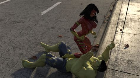 Spiderwoman Vs Hulk By Dahrialghul On Deviantart